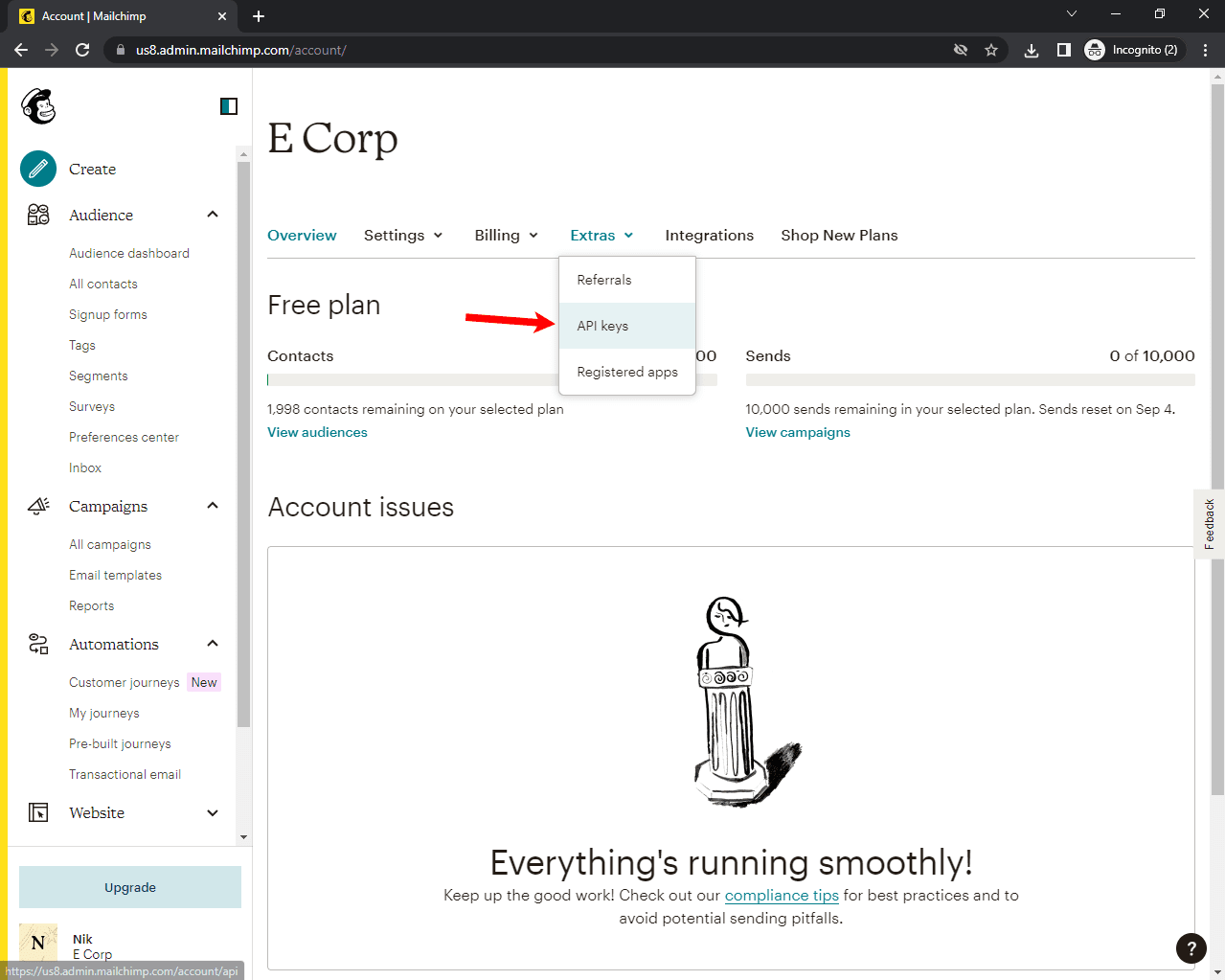Mailchimp API Keys 2