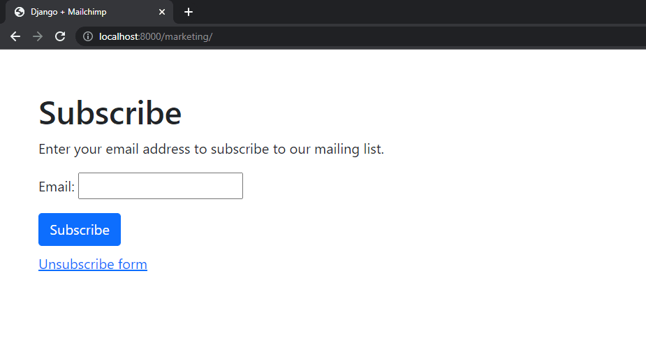 Django + Mailchimp Marketing Index